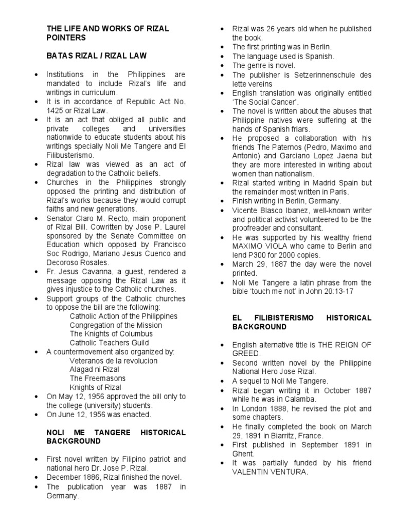 RIZAL-POINTERS | PDF | Philippines