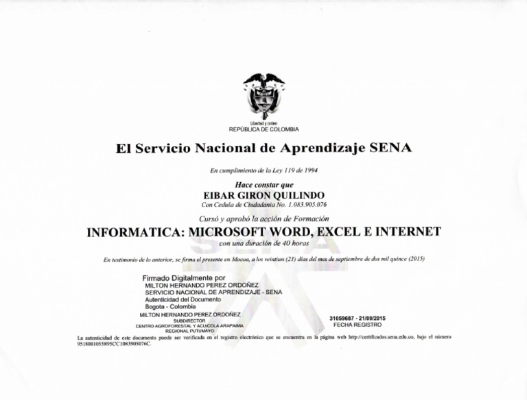 Certificados Del Sena | PDF