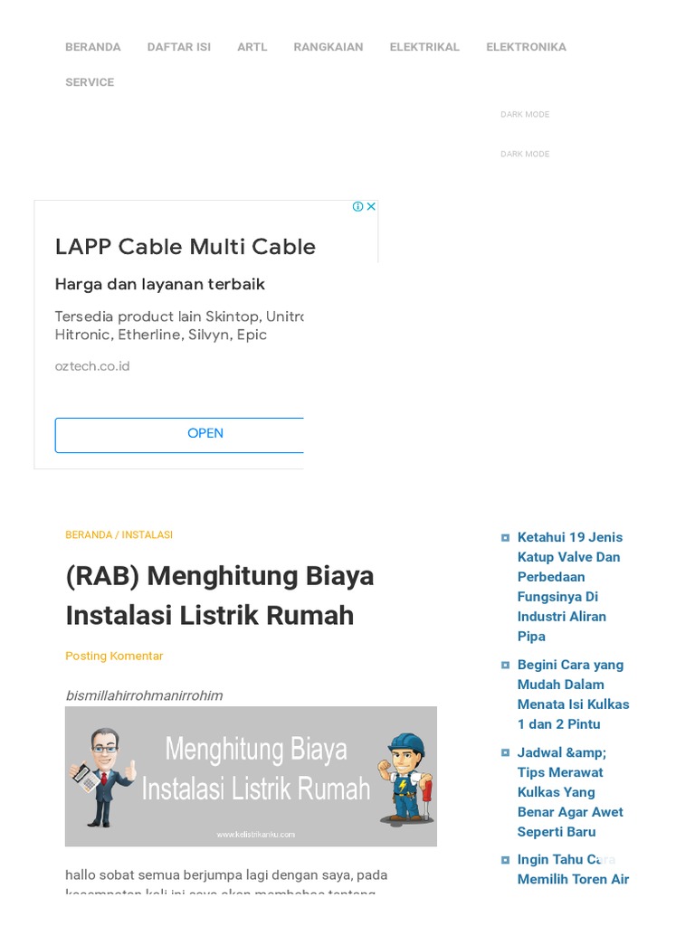 (RAB) Menghitung Biaya Instalasi Listrik Rumah - Wijdan Kelistrikan | PDF