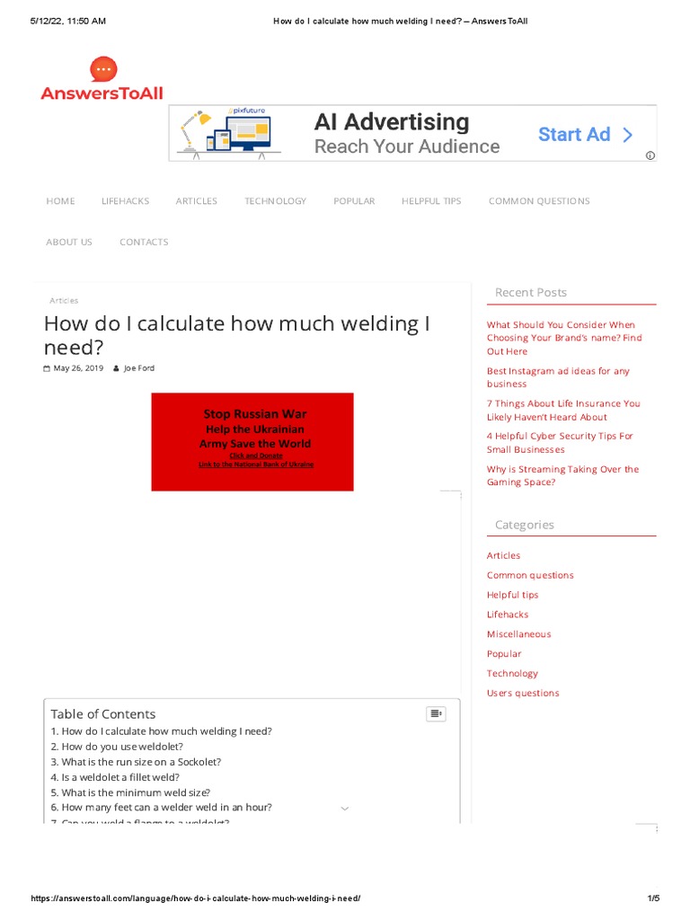 How Do I Calculate How Much Welding I Need - AnswersToAll | PDF ...