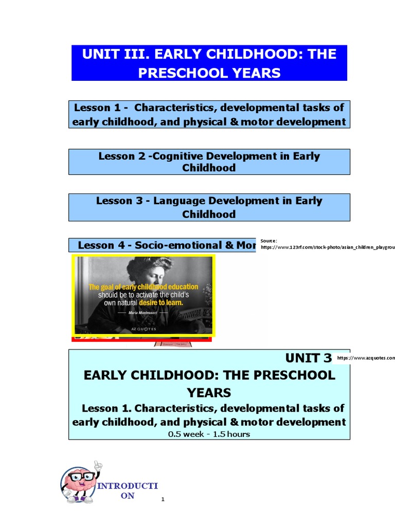 Unit III EarlyChildhood | PDF | Cognitive Development | Early Childhood ...