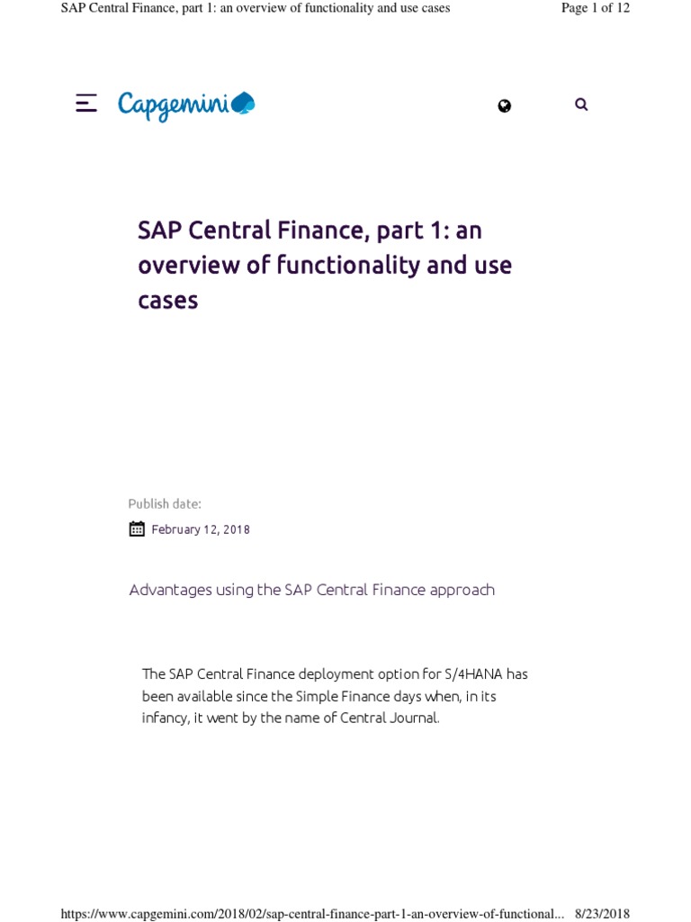 Central Finance Overview | PDF | Enterprise Resource Planning | Computing