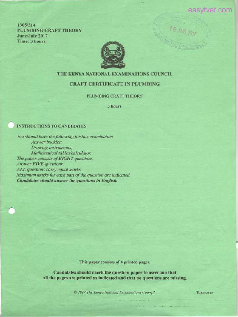 Craft Certificate in Plumbing | PDF | Welding | Construction