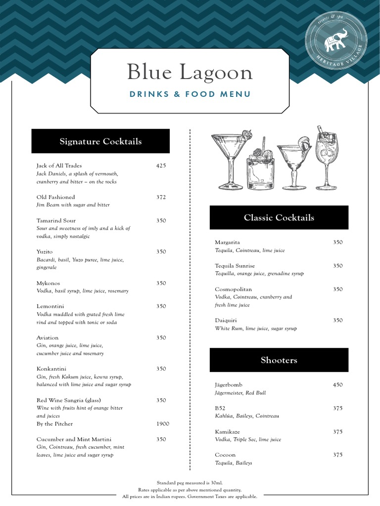 SCD - Heriatge - Menu Blue Lagoon Bar | PDF | Alcoholic Drinks | Drink