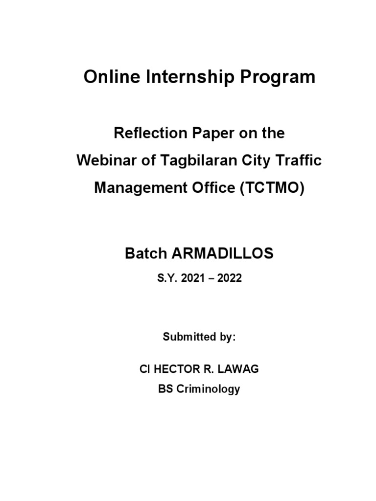 Online Internship Program: Reflection Paper On The Webinar of ...