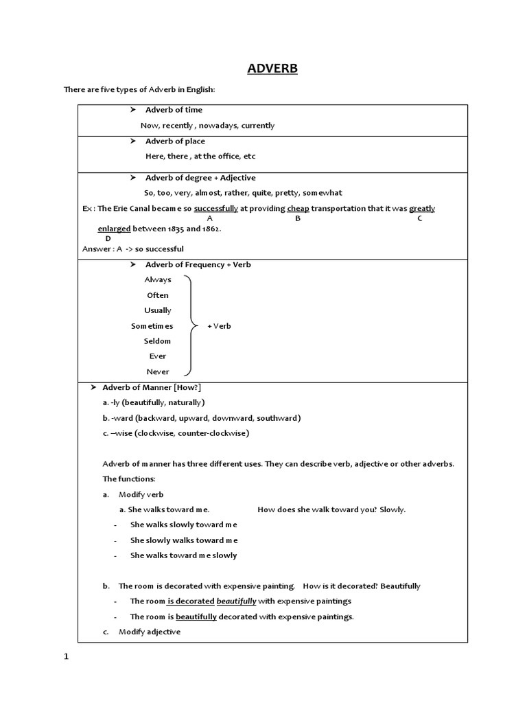 Adverb, Preposition, Article-Updated | PDF | Adverb | Syntax
