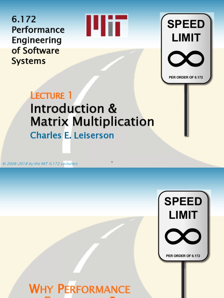 Introduction & Matrix Multiplication: 6.172 Performance Engineering of Software Systems | PDF ...