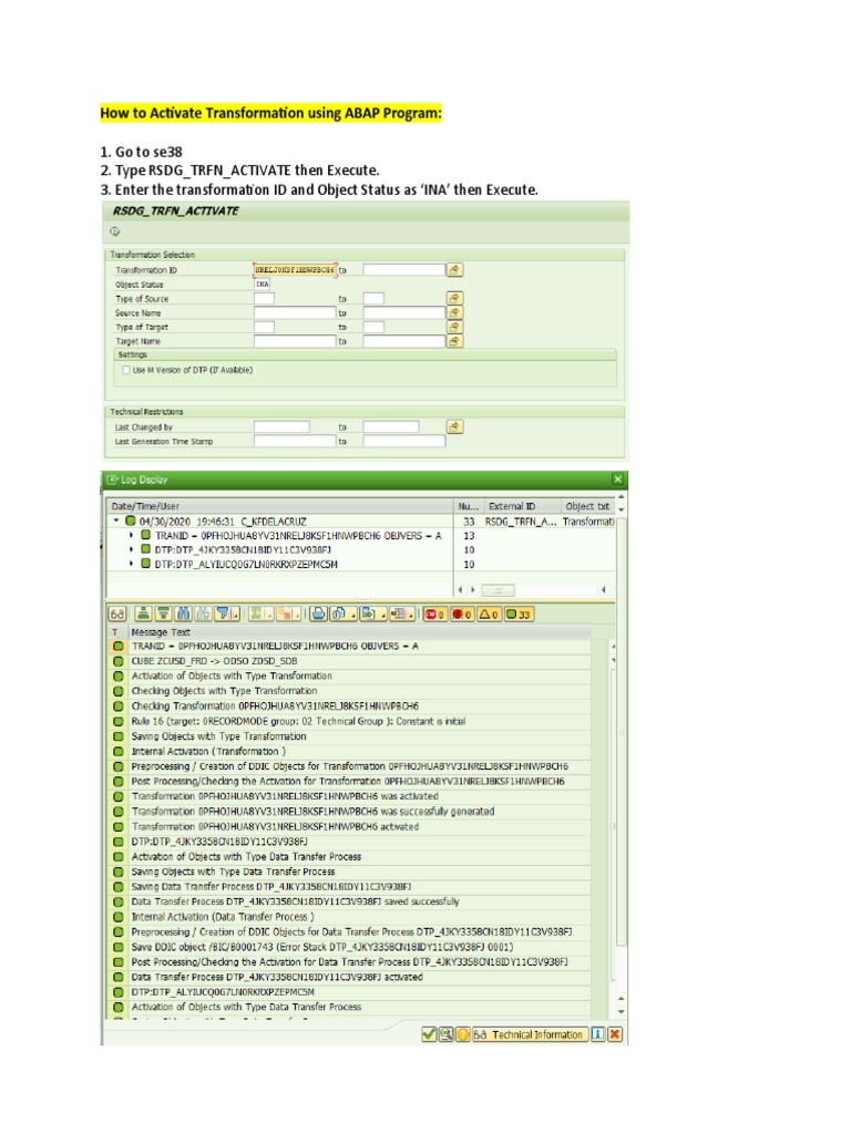 How To Activate Transformation Using ABAP Program | PDF