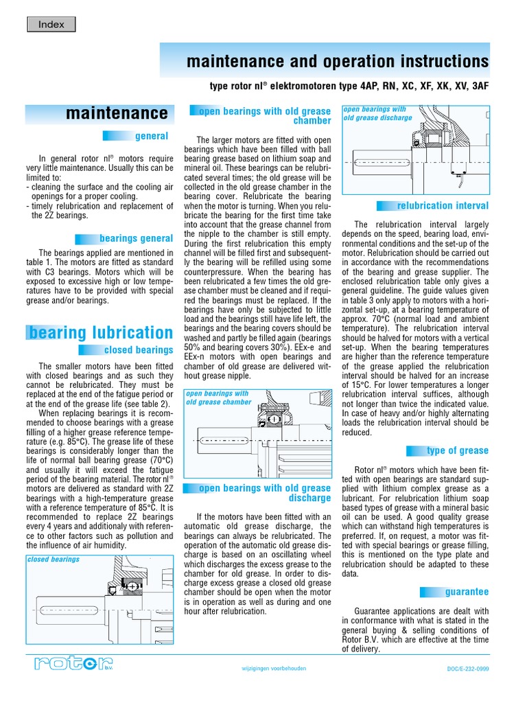 Maintenance: Maintenance and Operation Instructions | PDF | Bearing ...