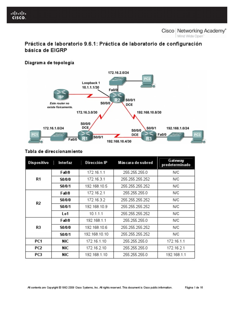 Configuracion Basica de EIGRP | PDF | Enrutador (Computación) | Enrutamiento