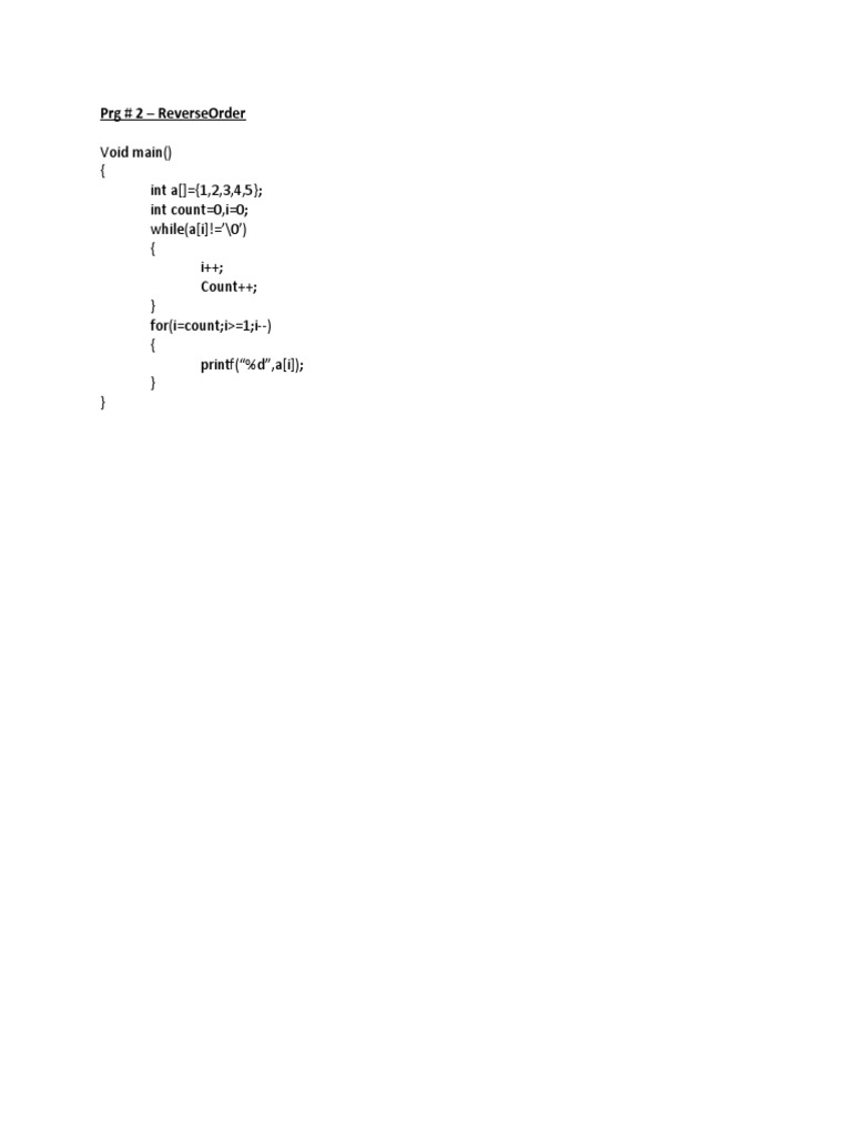 Reverse Array Elements in C | PDF