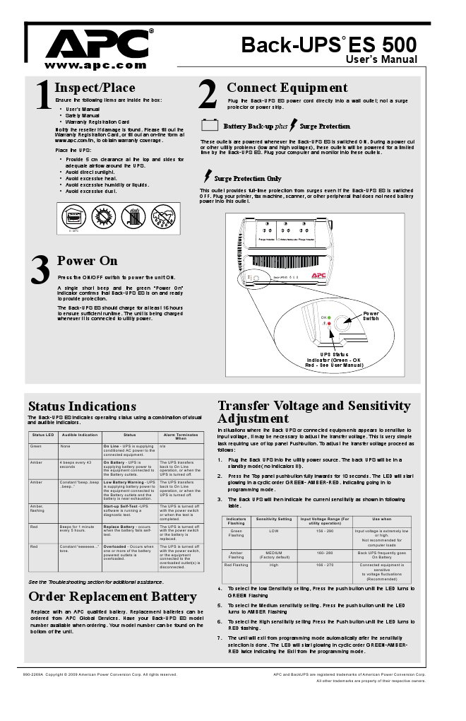 Apc Es500 Ups Manual | PDF | Ac Power Plugs And Sockets | Technical Support