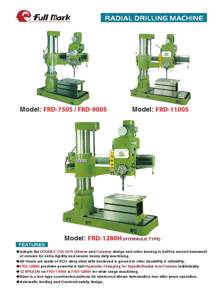 Radial Drilling Machine: FRD-750S / FRD-900S FRD-1100S | PDF | Drill ...