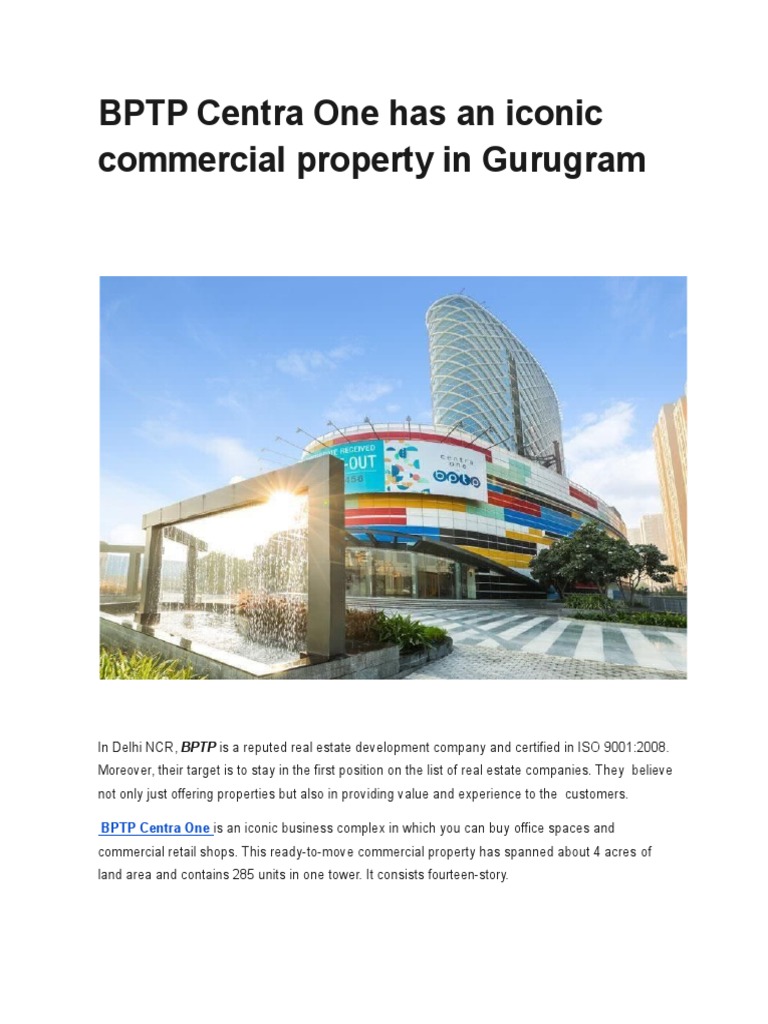 BPTP Centra One Has An Iconic Commercial Property in Gurugram | PDF