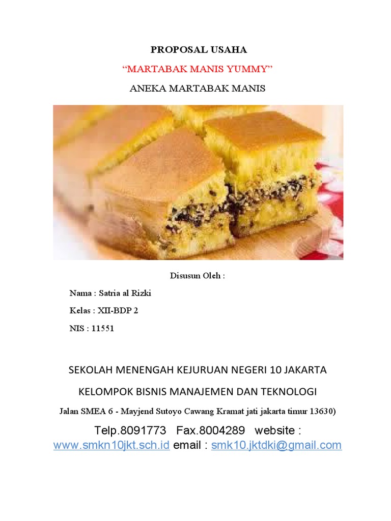 Proposal Usaha Martabak Manis Yummy | PDF