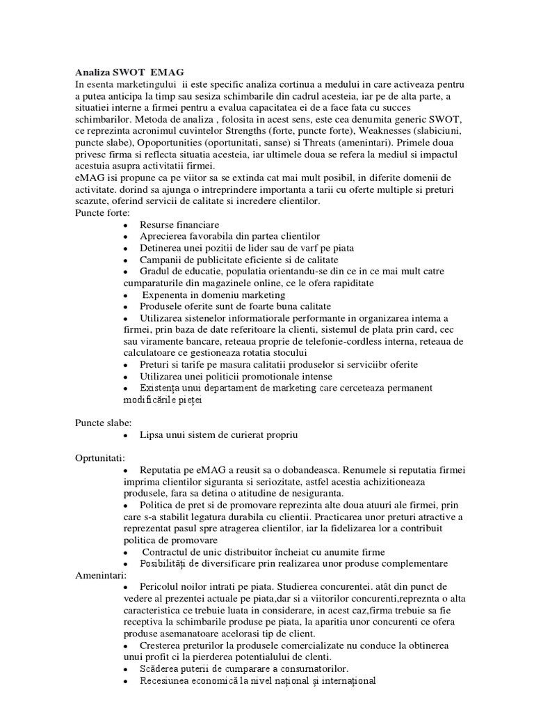 Analiza Swot Emag | PDF