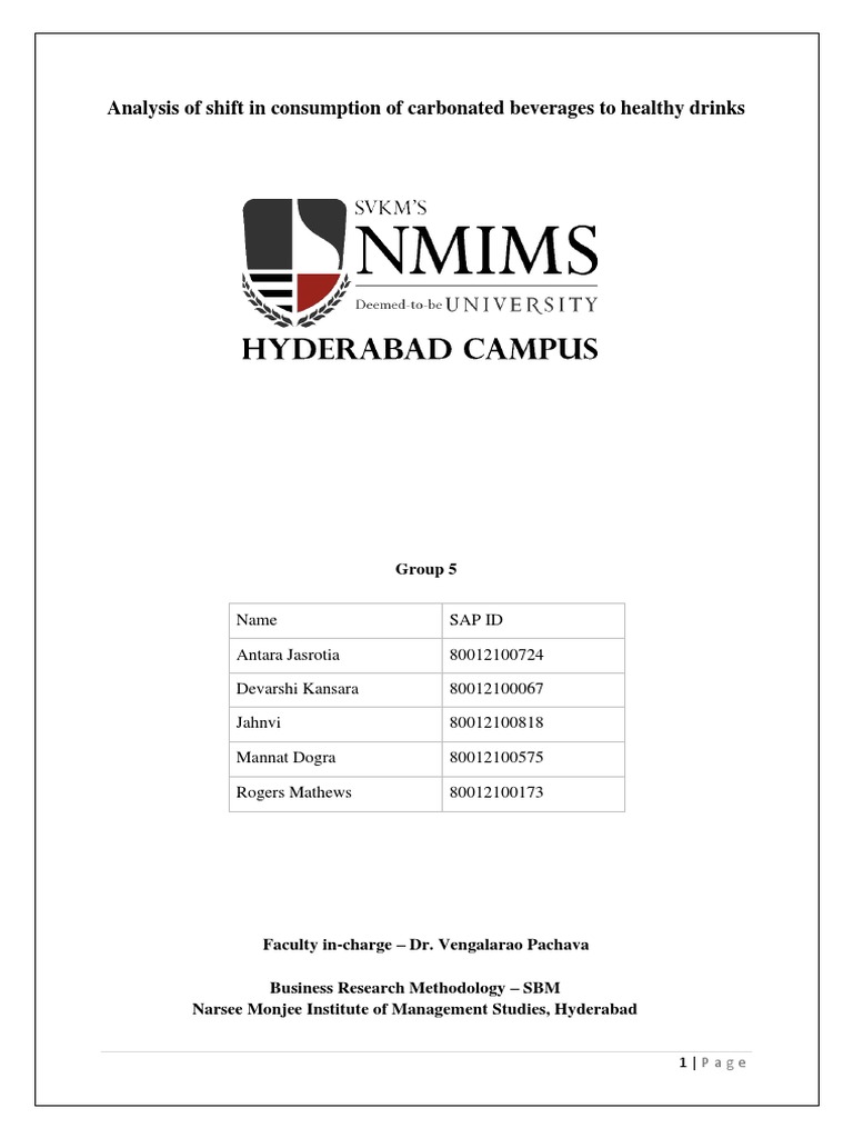 Analysis of Shift in Consumption of Carbonated Beverages To Healthy ...
