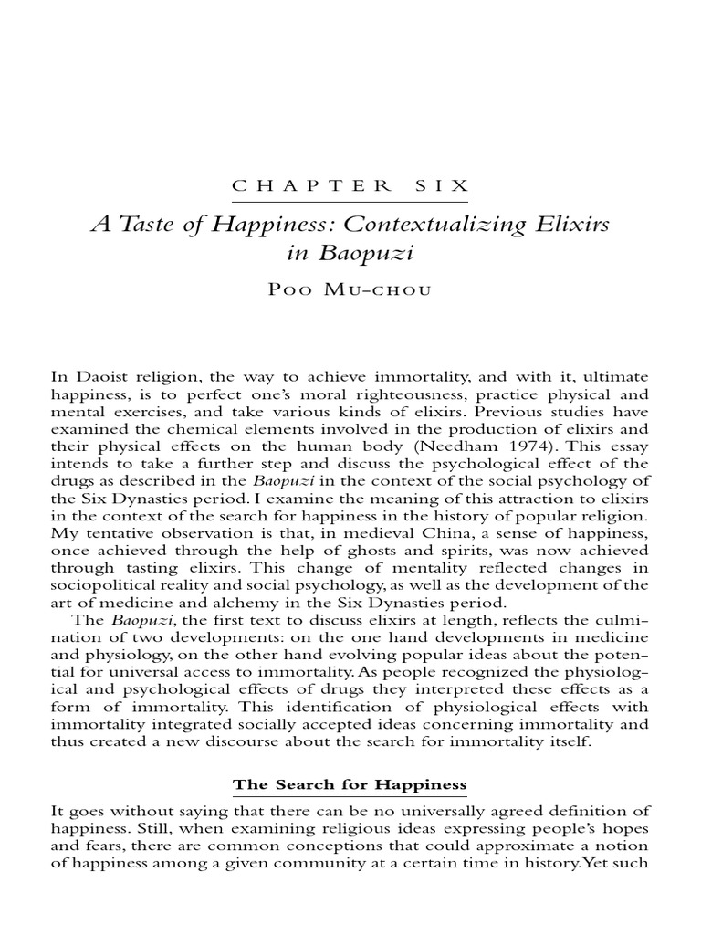 A Taste of Happiness Contextualizing Elixirs in Baopuzi Mu Chou Poo ...