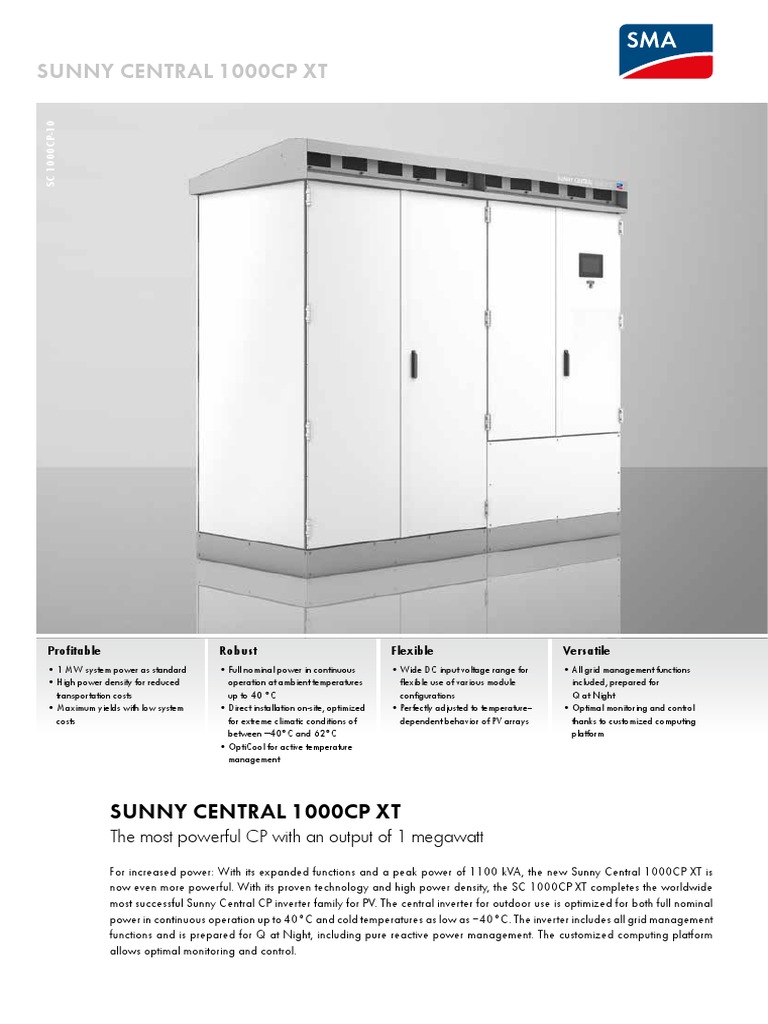 SMA Central Inverter 1000kVA | PDF | Alternating Current | Power Inverter