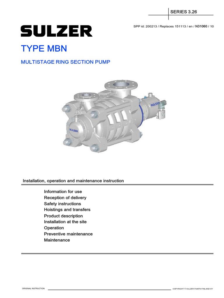 Sulzer MBN | PDF | Pump | Safety