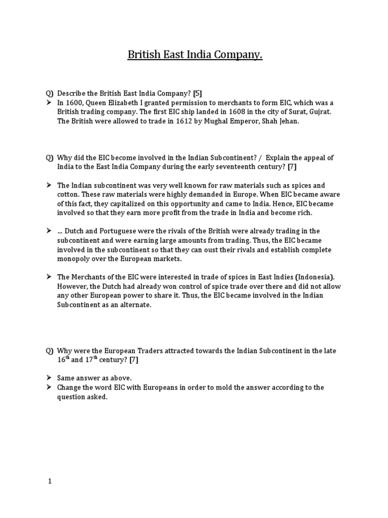 The Rise and Growing Influence of the British East India Company in ...