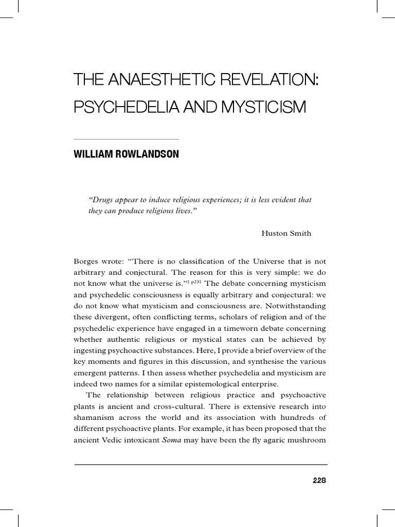 The Anaesthetic Revelation Psychedelia and Mysticism | PDF ...