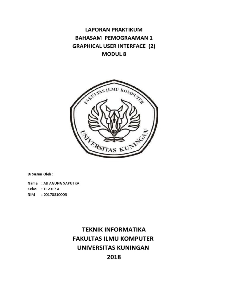 Laporan Praktikum Bahasam Pemograaman 1 Graphical User Interface (2 ...