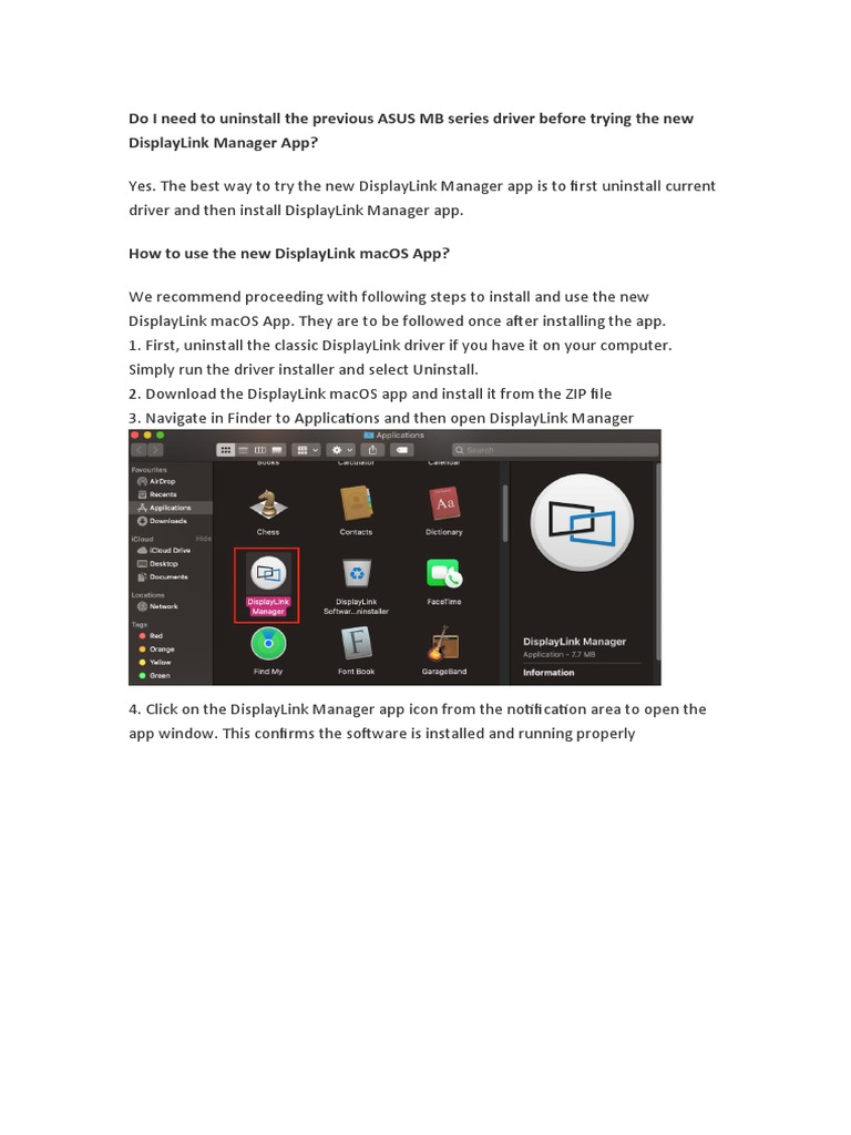 ASUS MB Series DisplayLink Manager APP SOP - Mac OS 10.15.x - 11.x and ...