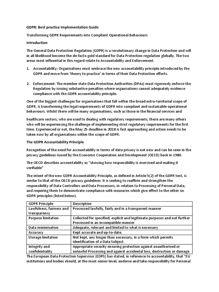 GDPR Best Practice Implementation Guide (Ind) | PDF | Privacy ...