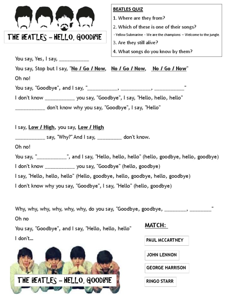 Beatles - Hello-Goodbye | PDF | The Beatles | John Lennon