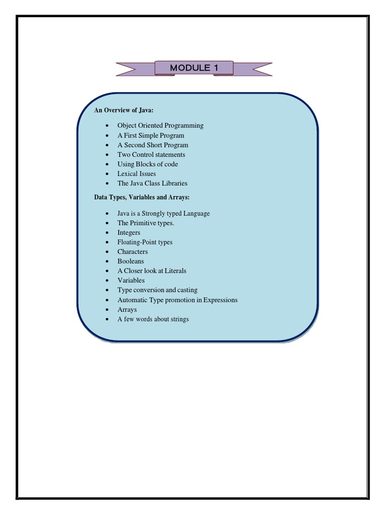 Module 1 Notes Pdf Java Virtual Machine Data Type