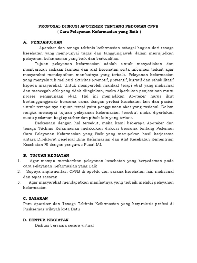 Contoh Proposal Diskusi Pelayanan Kefarmasian Di Puskesmas Era Pandemi ...