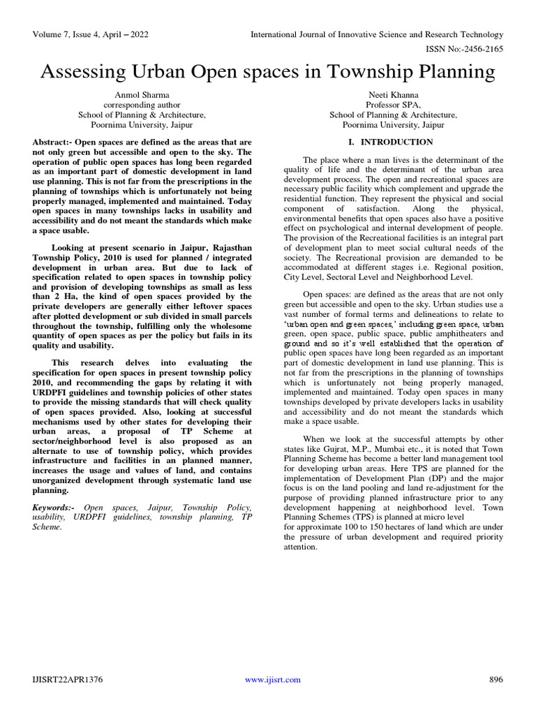 Assessing Urban Open Spaces in Township Planning | PDF | Infrastructure ...