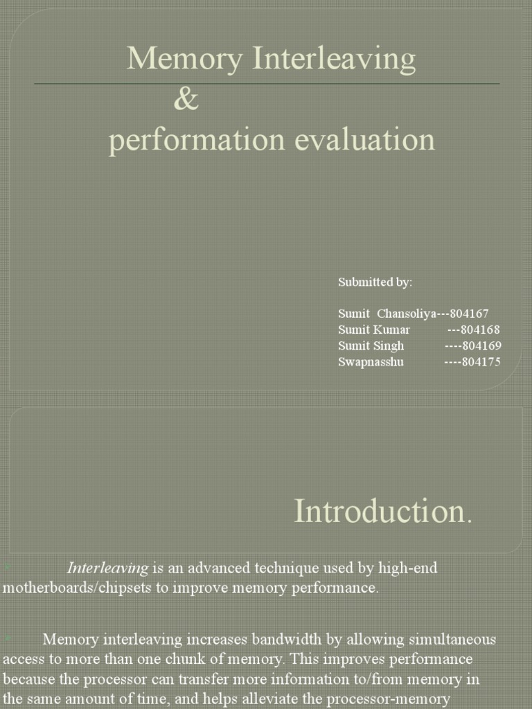 Memory Interleaving & Performation Evaluation | PDF | Central ...