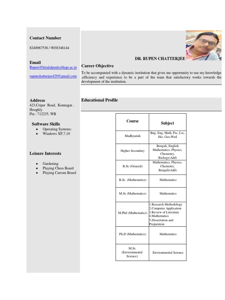 Contact details and career summary of Dr. Rupen Chatterjee | PDF ...