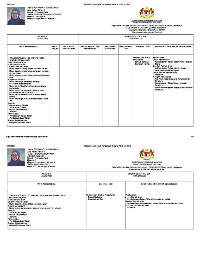 Contoh RPH Modul Orientasi Transisi Tahun 1 2021 | PDF