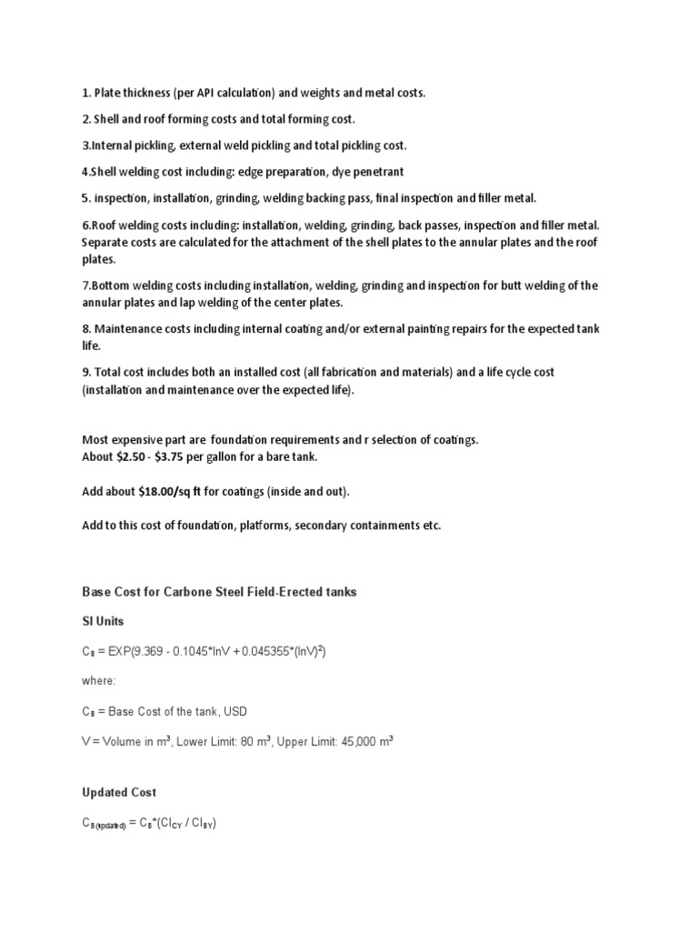 Cost API 650 Vs API 620 | Download Free PDF | Welding | Construction