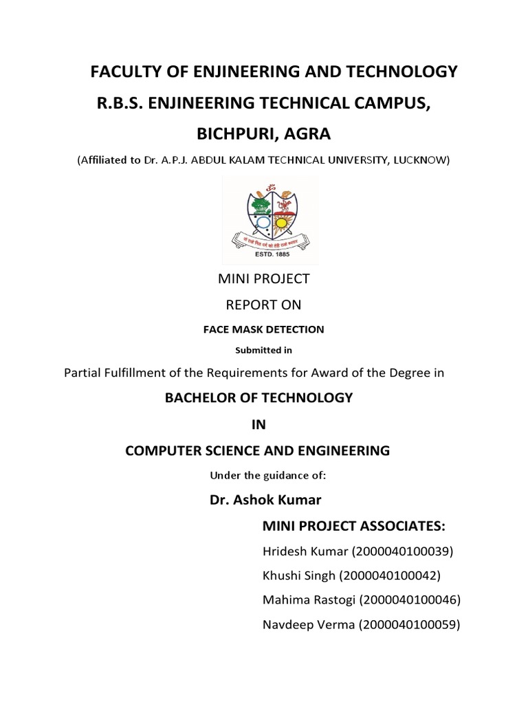 Face Mask Detection: A Mini Project Report on Developing a Real-Time ...