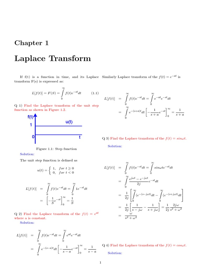 Laplace Transform: 1 F (T) U (T) | PDF | Differential Calculus ...
