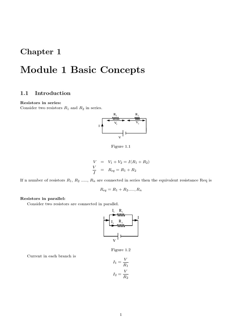 Module 1 Basic Concepts | PDF | Series And Parallel Circuits | Electrical Network