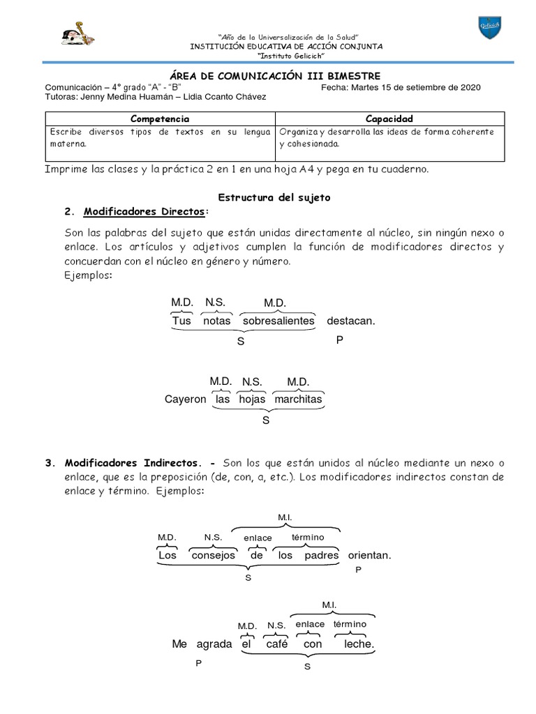 Modificadores Directos e Indirectos en Oraciones | PDF | Lingüística