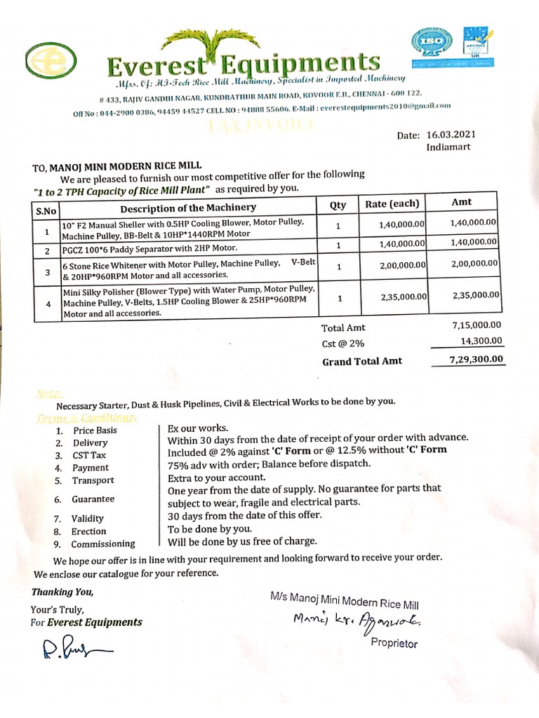 Machine Invoice | PDF