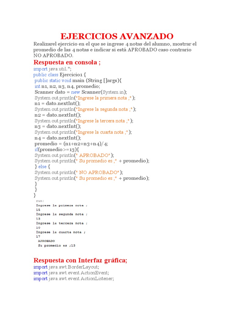 Ejercicios en Java | PDF | Plataforma Java | Java (lenguaje de programación)