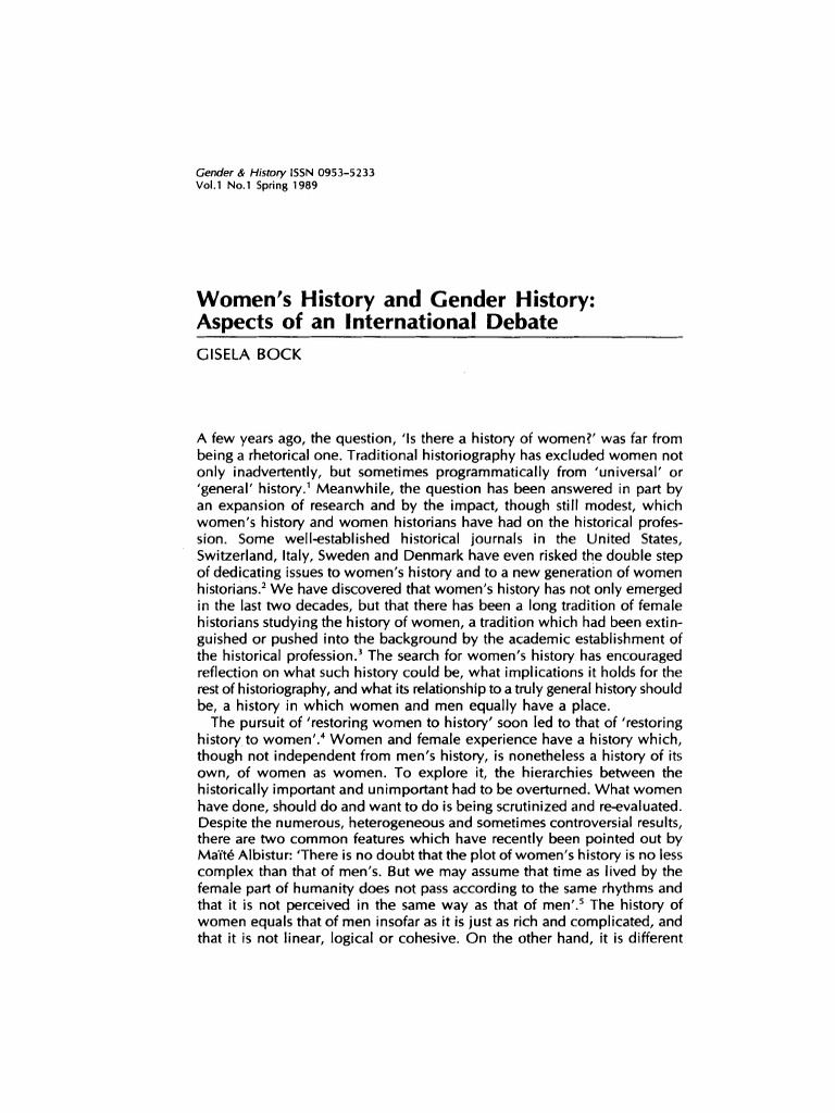 Women S History and Gender History Aspec | PDF | Gender | Gender Studies