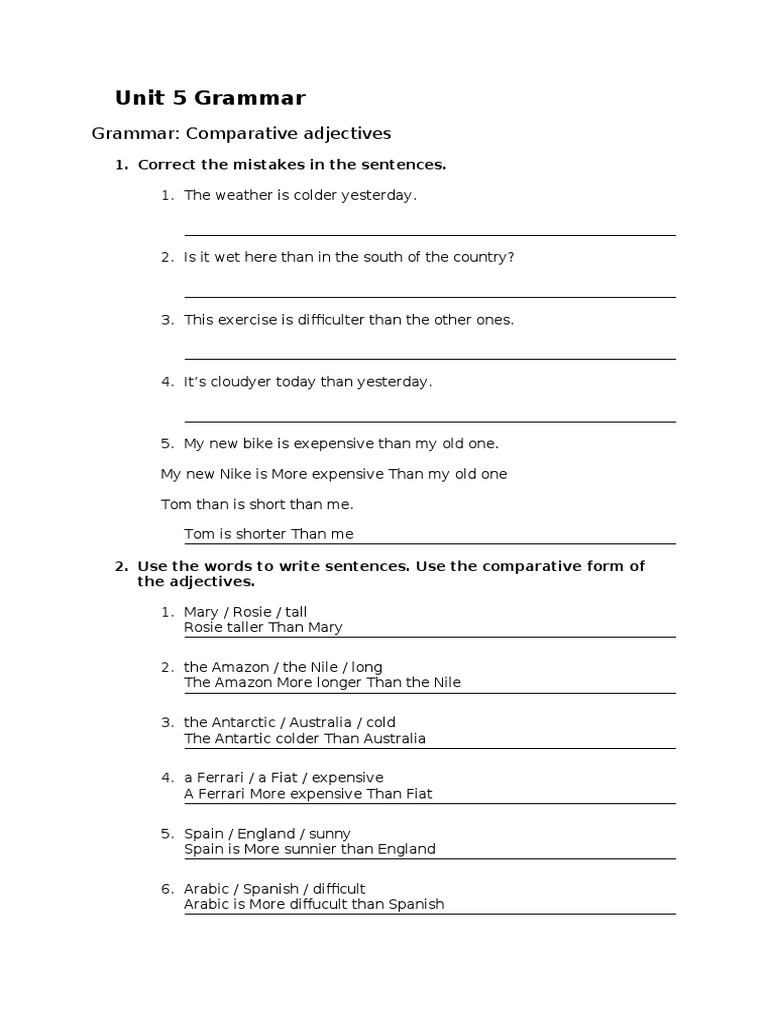 Unit 5 Grammar HF | PDF