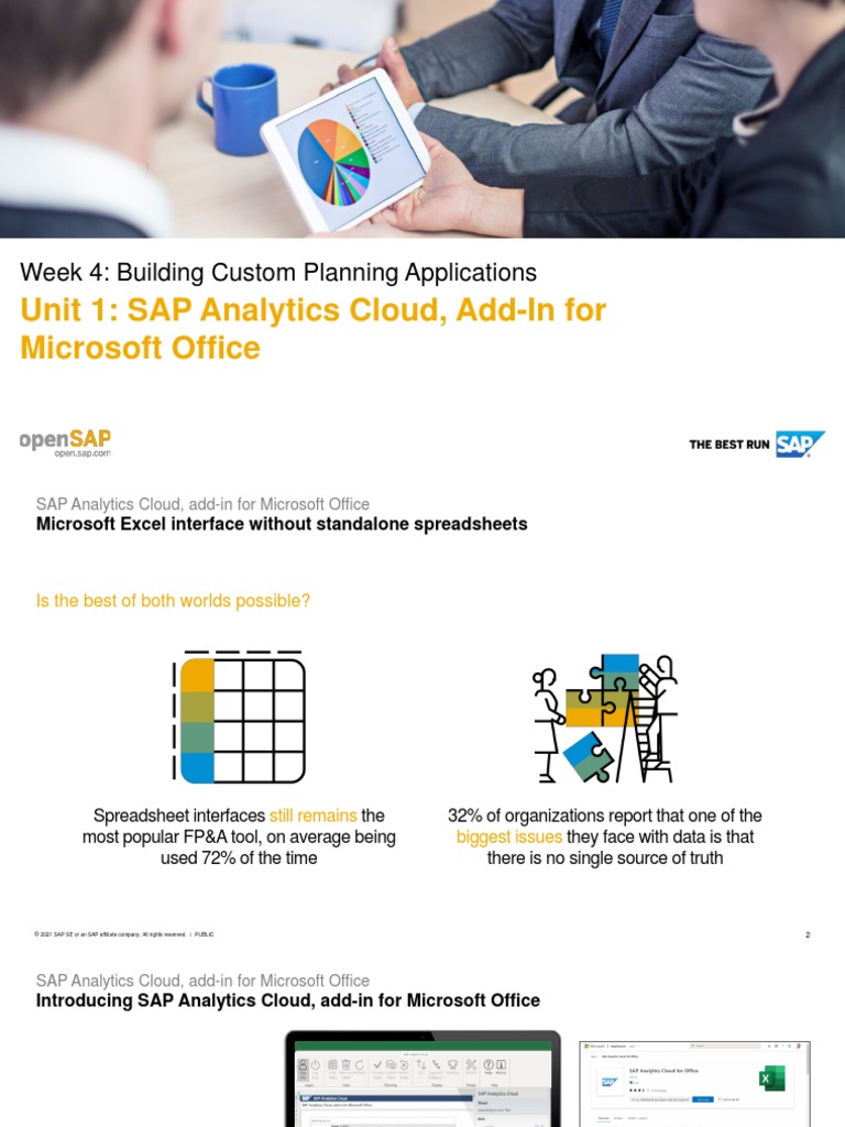 Unit 1: SAP Analytics Cloud, Add-In For Microsoft Office: Week 4 ...