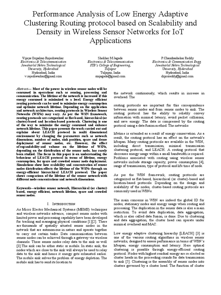 Performance Analysis of Low Energy Adaptive Clustering Routing Protocol ... Performance Analysis of Low Energy Adaptive Clustering Routing Protocol ...