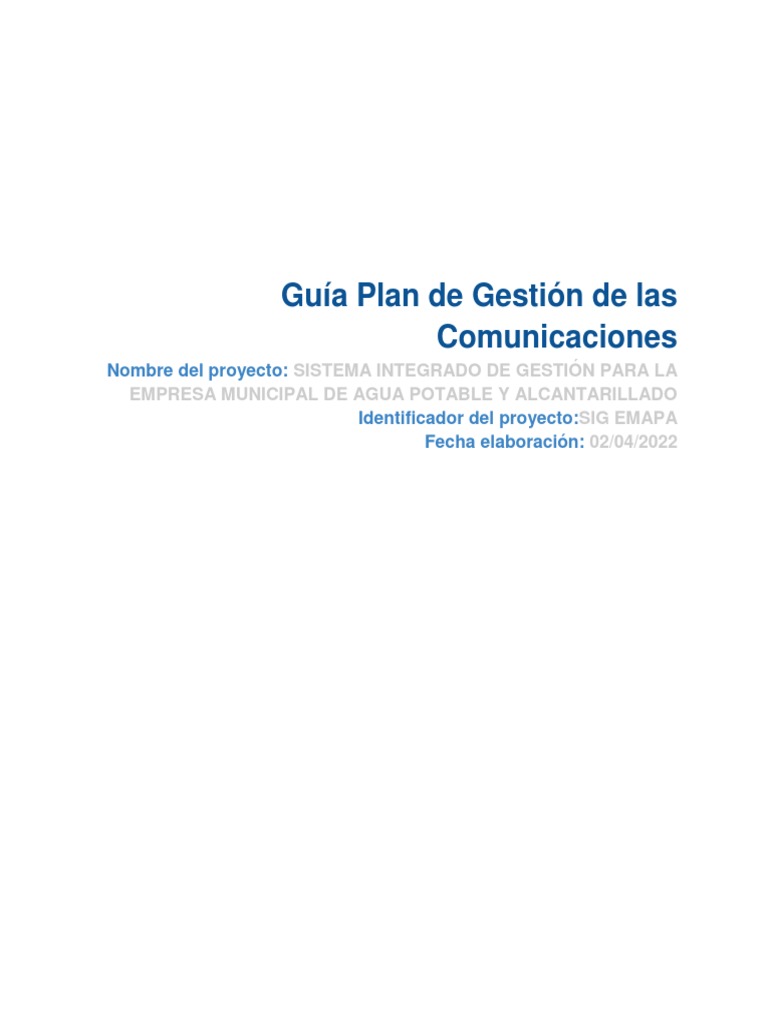 Guía Plan de Gestión de Las Comunicaciones V1 | PDF | Logística | Informática