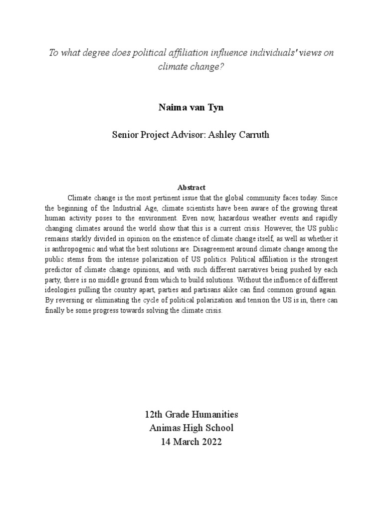 Finalist Final Draft Thesis Paper Pdf Climate Change American