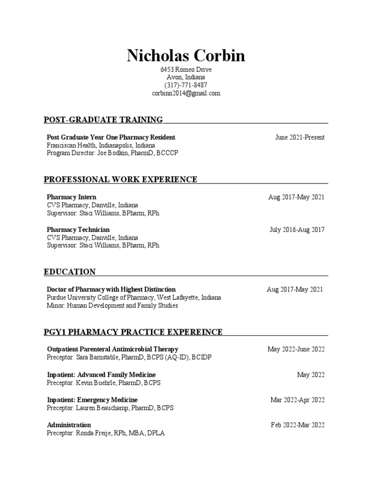 Curriculum Vitae 2021 1 1 | PDF | Pharmacy | Pharmacist